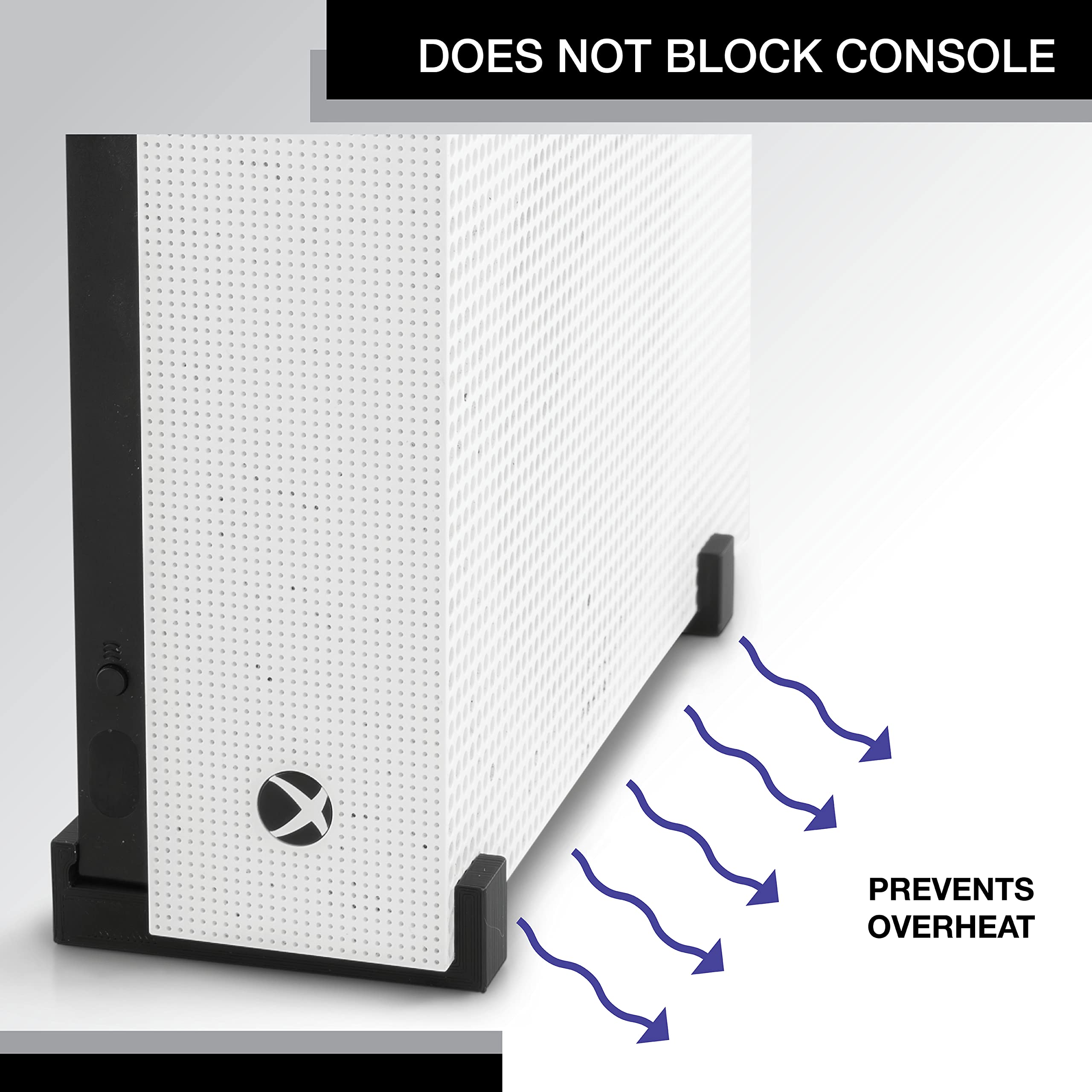 Xblox Adjustable Space-Saving Xbox One S Stand, Black, 3D Printed in the USA