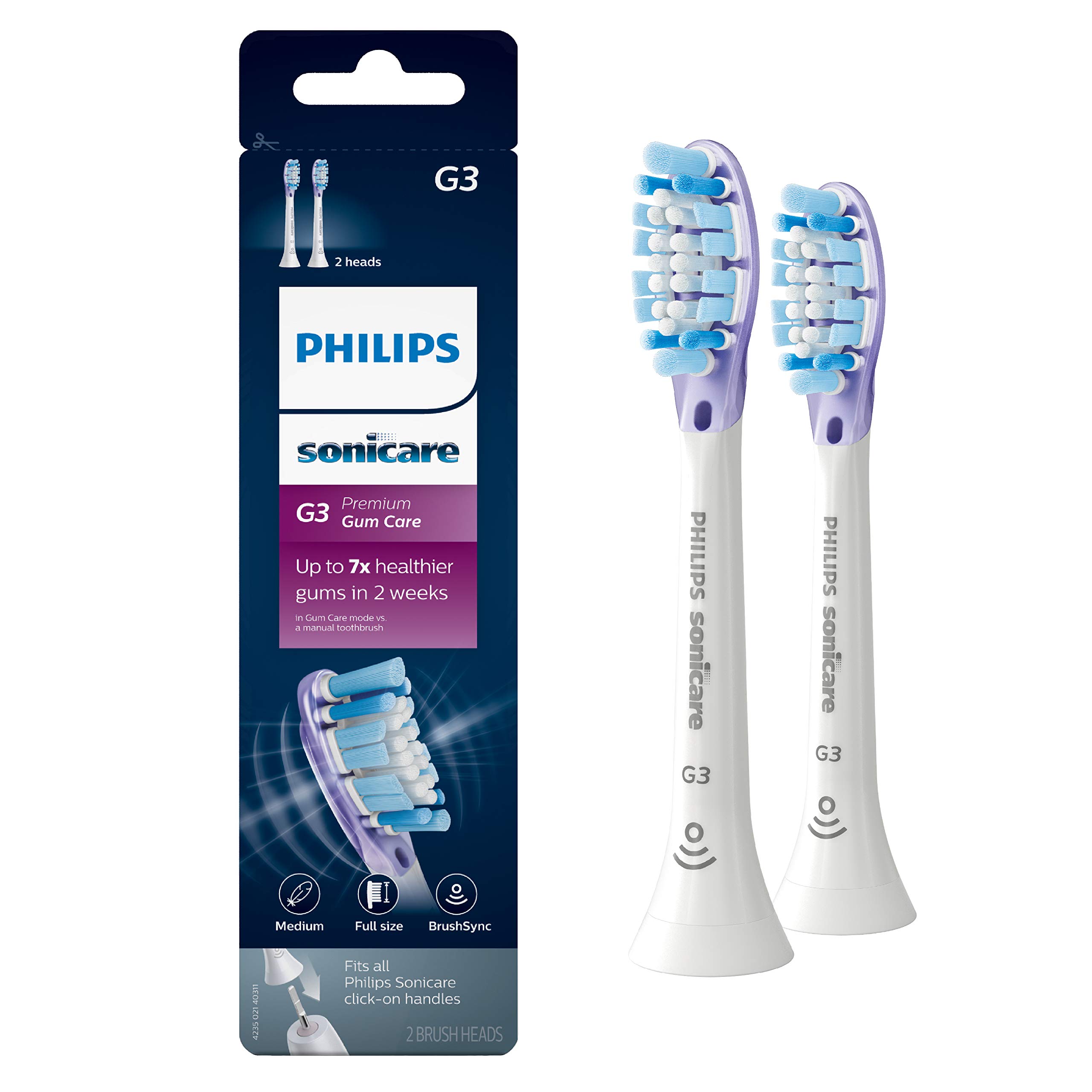 Philips Sonicare Genuine C3 Premium Plaque Control and G3 Premium Gum Care Replacement Toothbrush Heads Bundle, 4 Brush Heads
