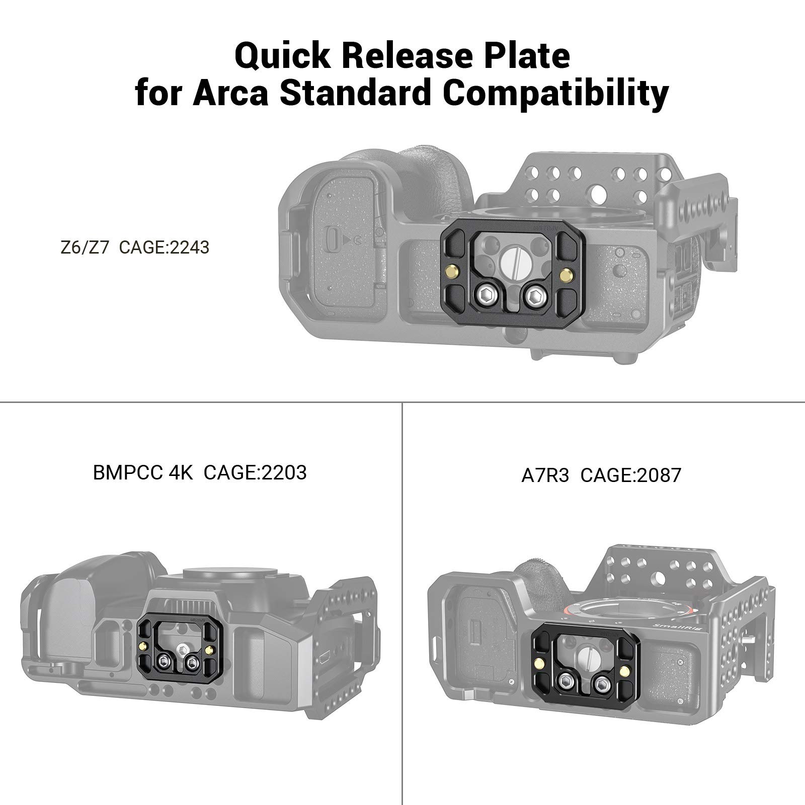 SMALLRIG Camera Quick Release Plate Adapter for Arca-Swiss Standard Compatible with SmallRig Cage - APU2389