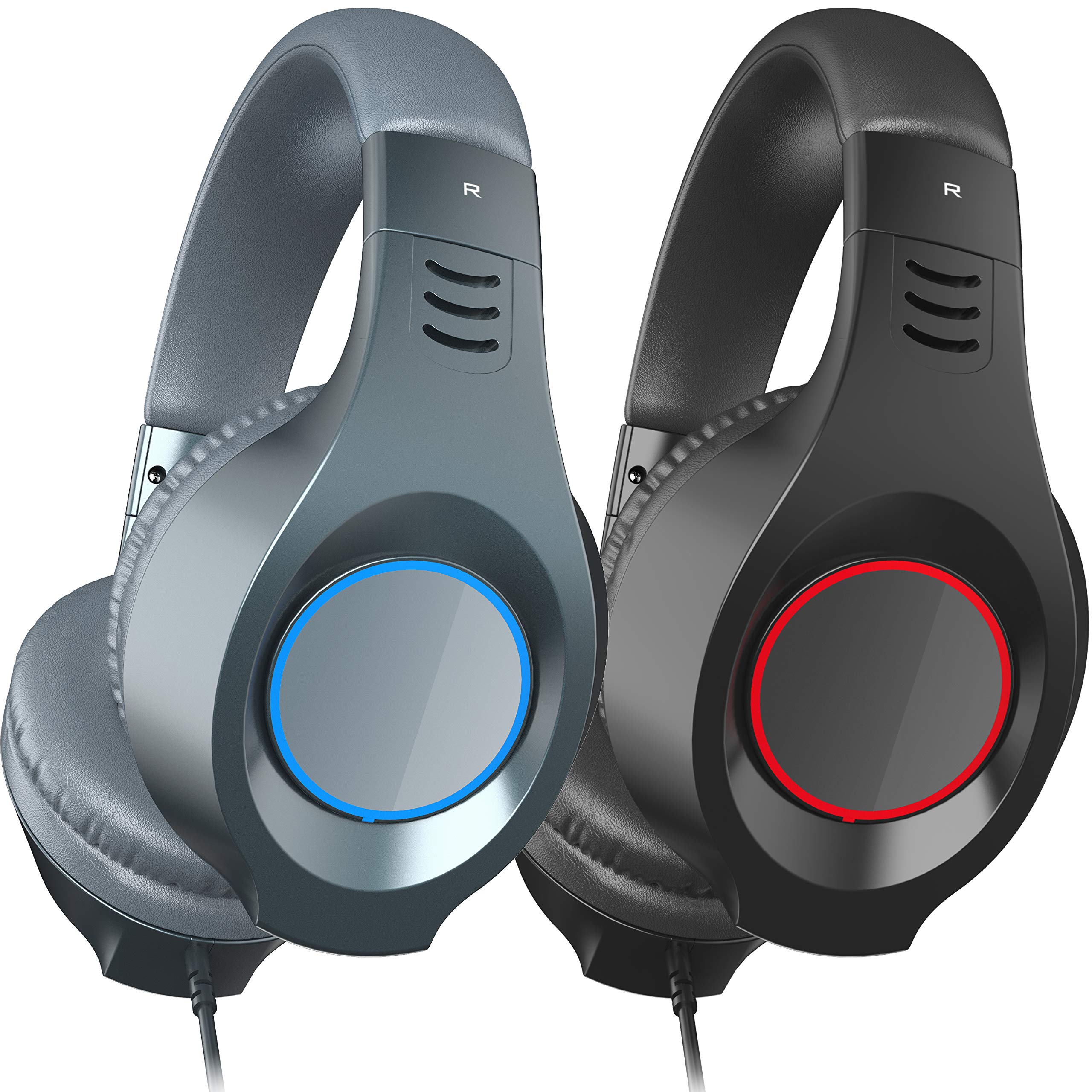 SENICC Gaming Headset 3.5mm 2 Pack for Xbox One, PS4, Nintendo Switch, PC, Mac, Laptop, Over Ear Headphones with Noise Canceling Microphone Lightweight for Adults Teens Kids
