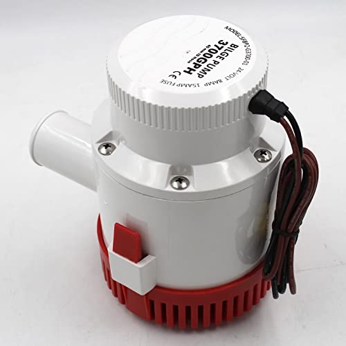 XuuSHA Hand Bilge Pump DC 12v 24v 3700GPH Electric Water Pump Bilge Pump Bilge Pump Automatic (Voltage : 24V 3700GPH)