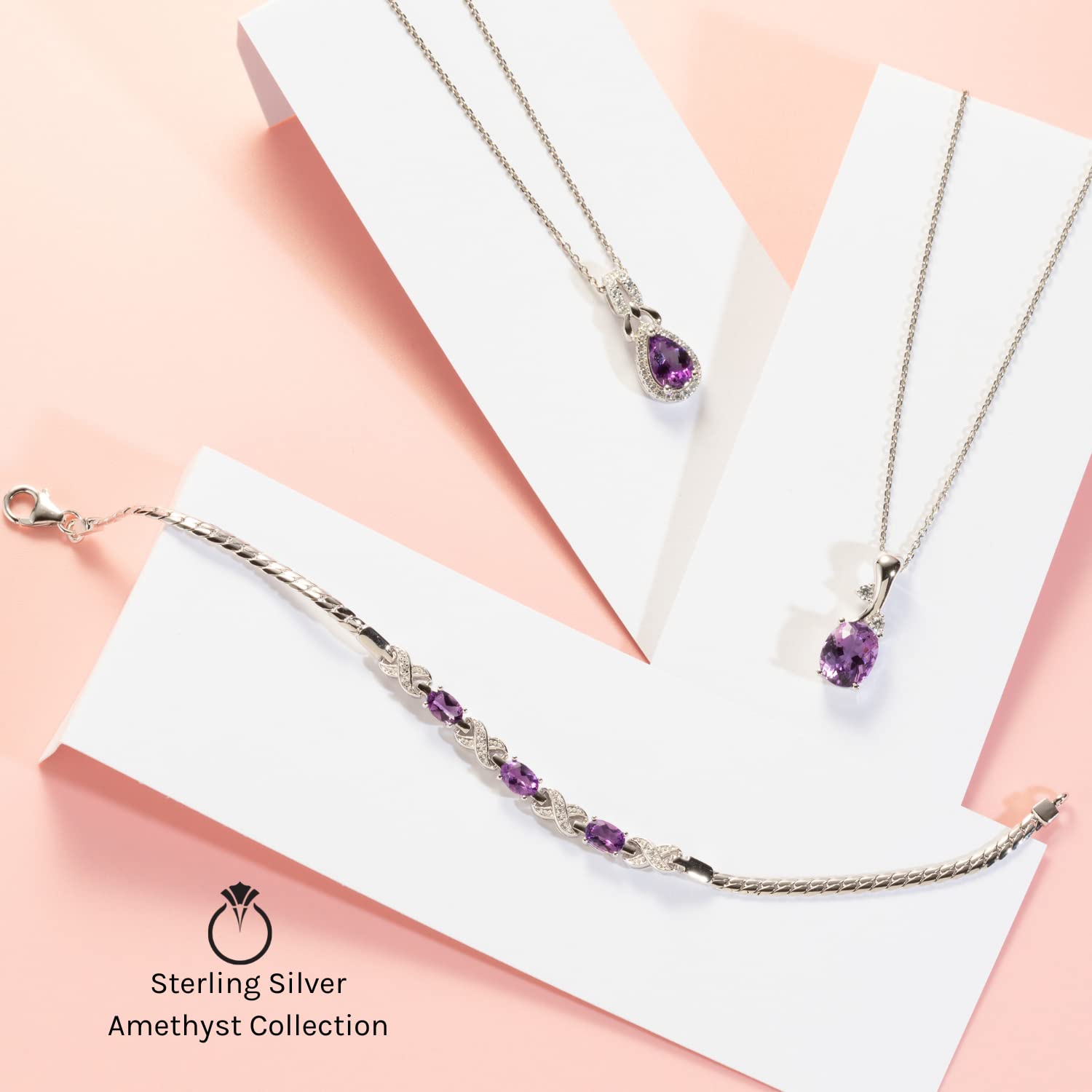PEORA Amethyst Infinity Bracelet for Women 925 Sterling Silver, Natural Gemstone, 1.25 Carats total Oval Shape 6x4mm, 7 1/4 inch length