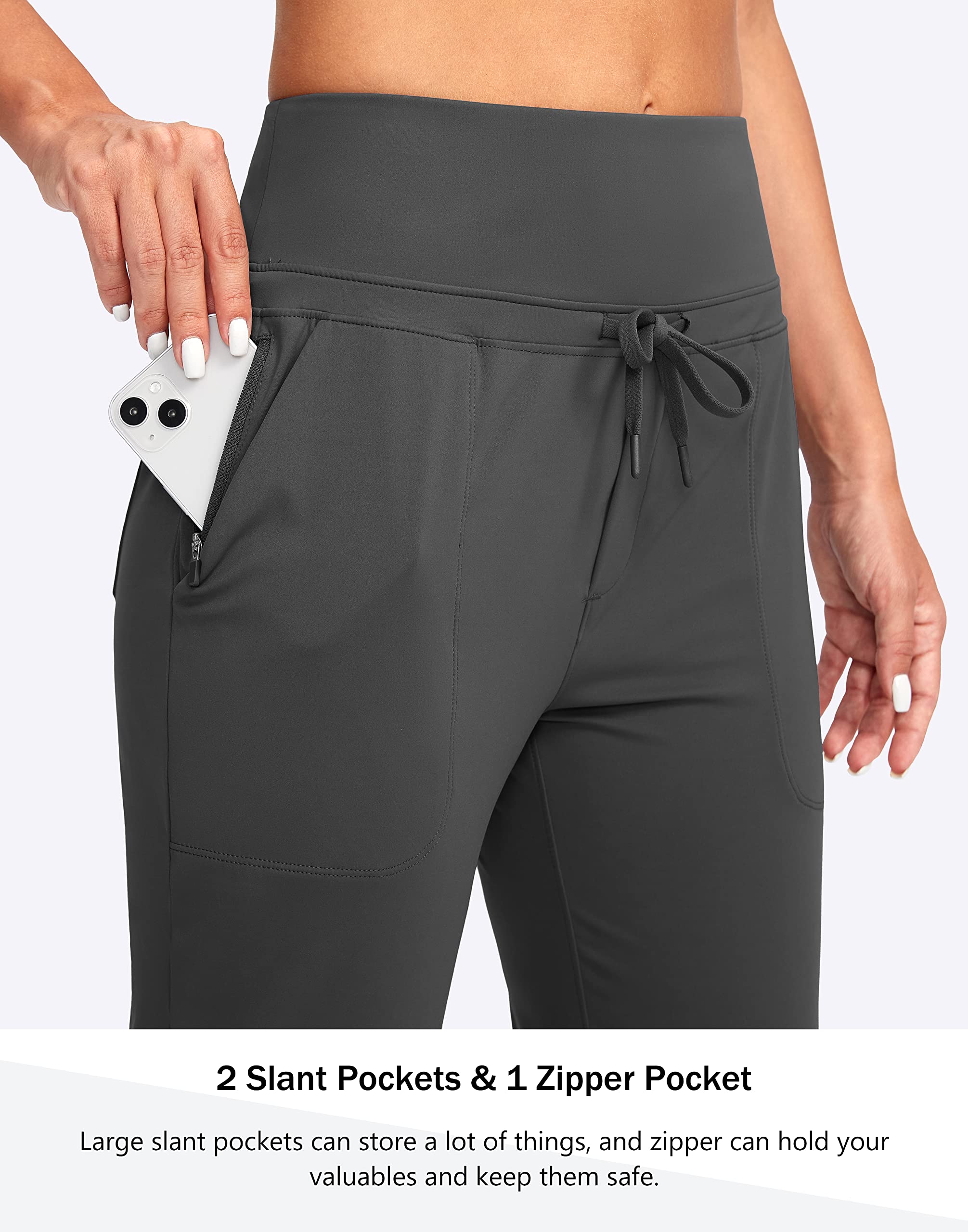 Women's Joggers High Waisted Athletic Sweatpants with Zipper Pockets Tapered Workout Lounge Pants for Women(Dark Grey, S)