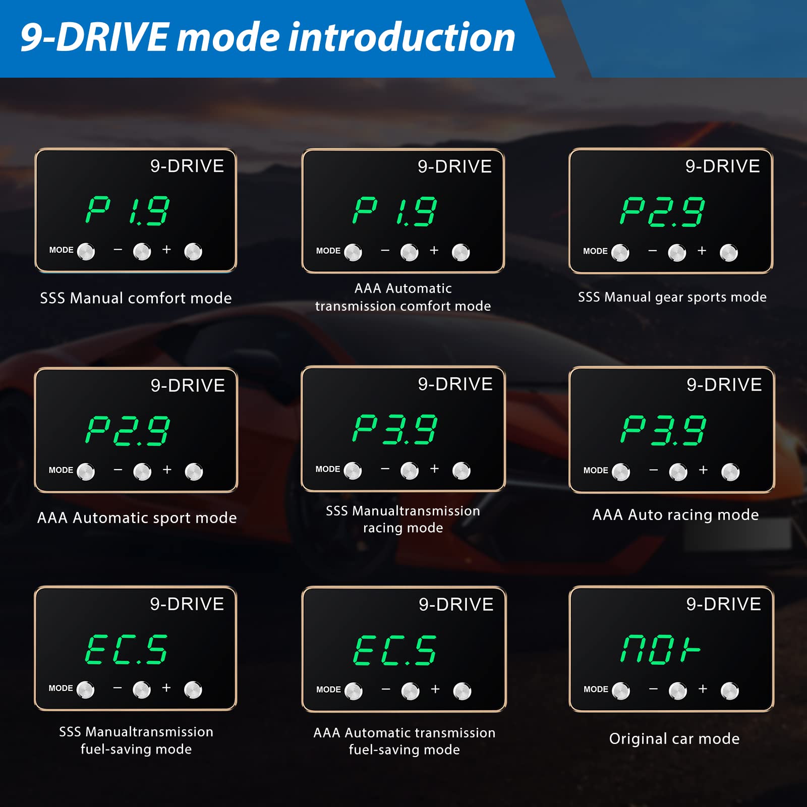 Throttle Response Controller 9 Drive Compatible with Toyota Tacoma 2005+(2.7L 3.5L 4.0L),FJ Cruiser 2006+,4Runner 2003-2009(4th Gen Only) 4.0L 4.7L,for Prado 2005-2009,Sienta 2003-2010(821)