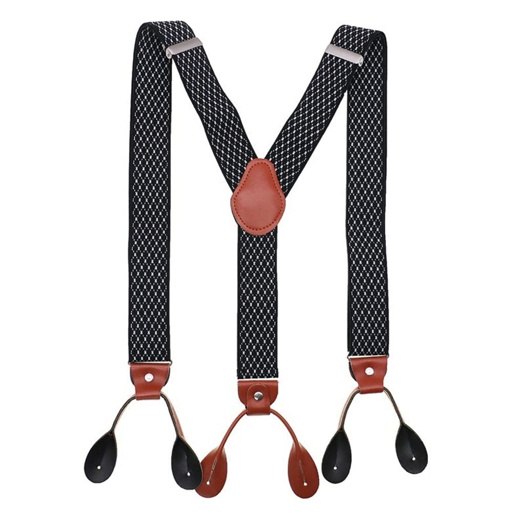 XWWDP 35mm Width Suspenders for Men Leather Button End Elastic Y Back Men Fashion Suspenders Pant Braces Dad Gift (Color : Brown, Size : One Size)