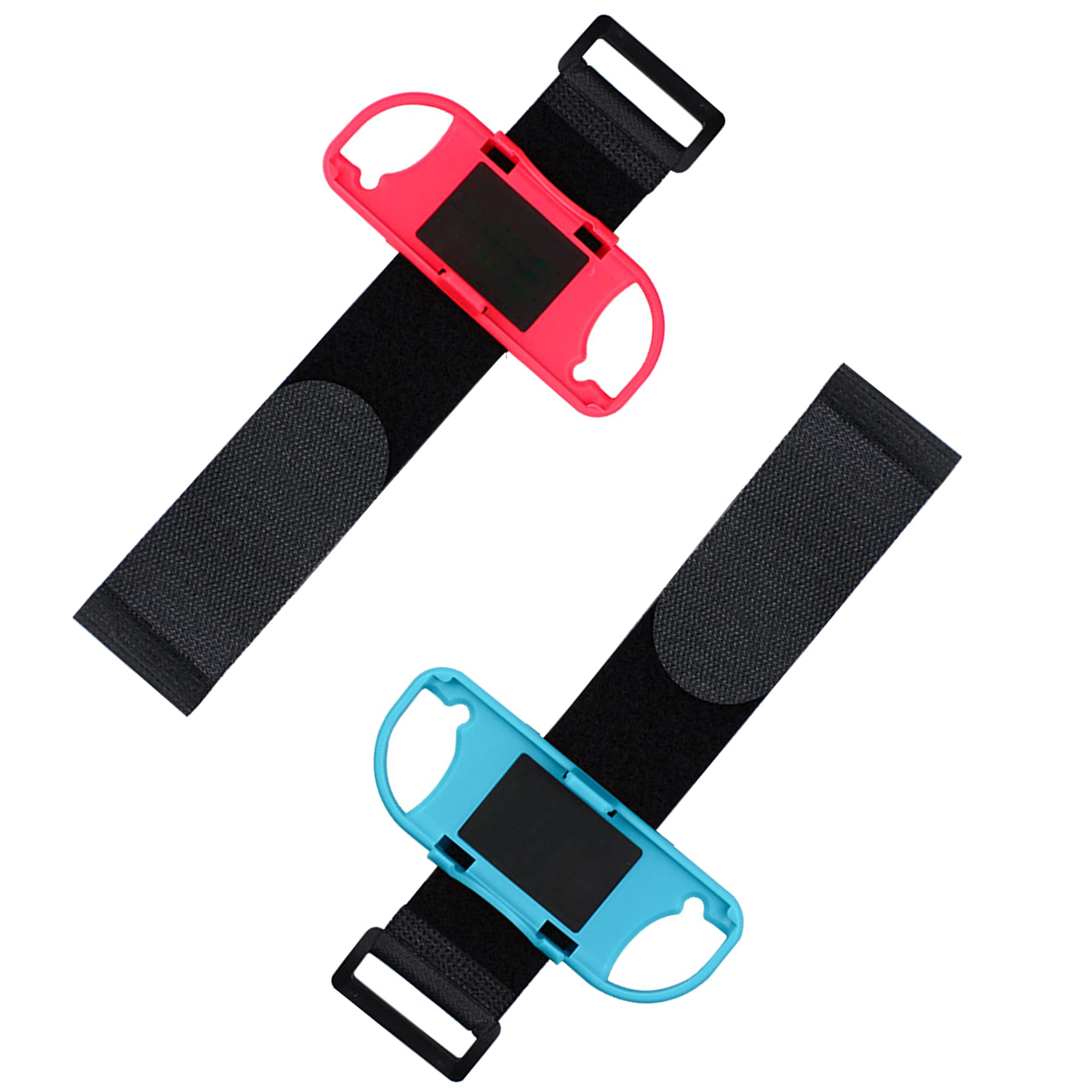 YICHUMY 2 Packs Adjastable Wrist Bands Wrist Strap for Switch Controller Just Dance 2019 /Switch Kinetic Game - Blue and Red with 8X Thumbsticks