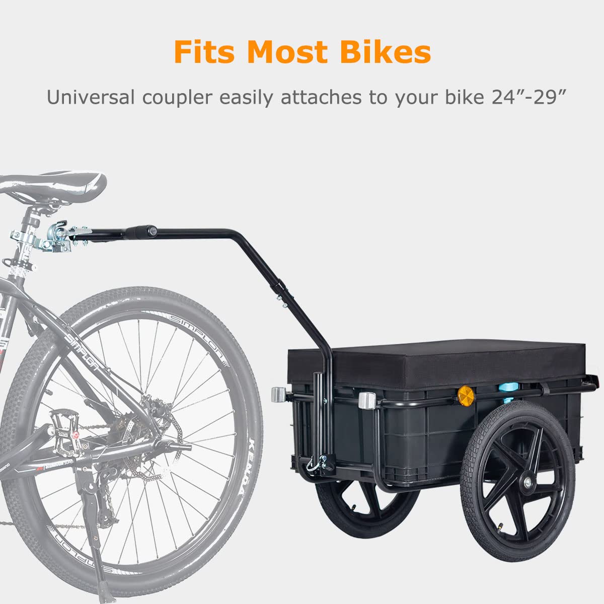 Veelar Tiggo 70L Bike Cargo Trailer & Hand Cart 2 in 1 with Removable Box,Large Cargo Bicyce Carrier