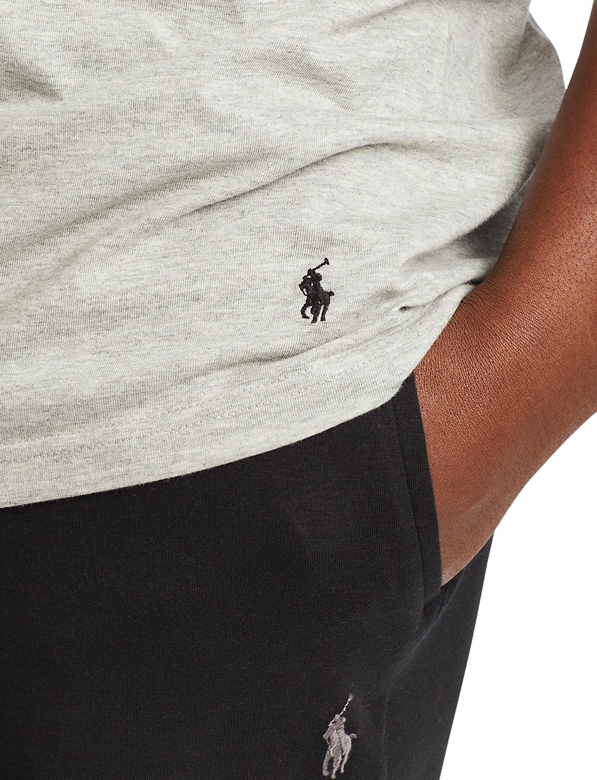 POLO RALPH LAUREN Men's Classic Fit Cotton V-Neck Tee, Andover Heather/Polo Black, Madison Heather/Polo Black, Polo Black/Red, Large