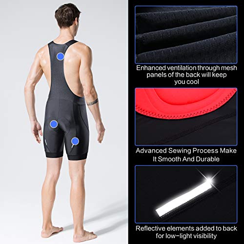 Souke Sports Men's Cycling Bike Bib Shorts 3D Padded Biking Bicycle Shorts Elastic Compression MTB Riding Pants (Black,Large)…