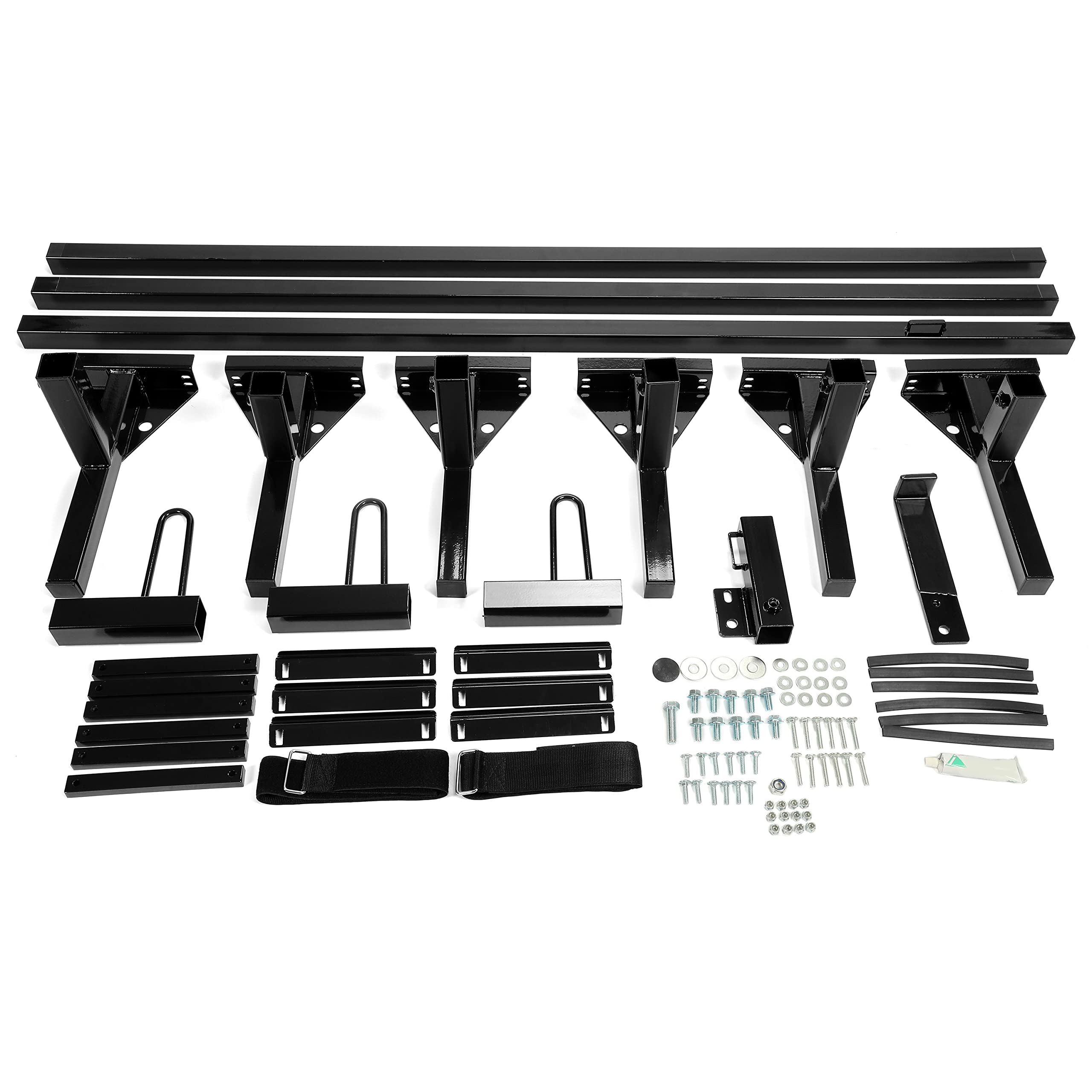Universal Van Ladder Rack Full-Size Roof Rack Steel Cross Members Compatible with Chevrolet Express Ford E-Series GMC Savana 3 Bars
