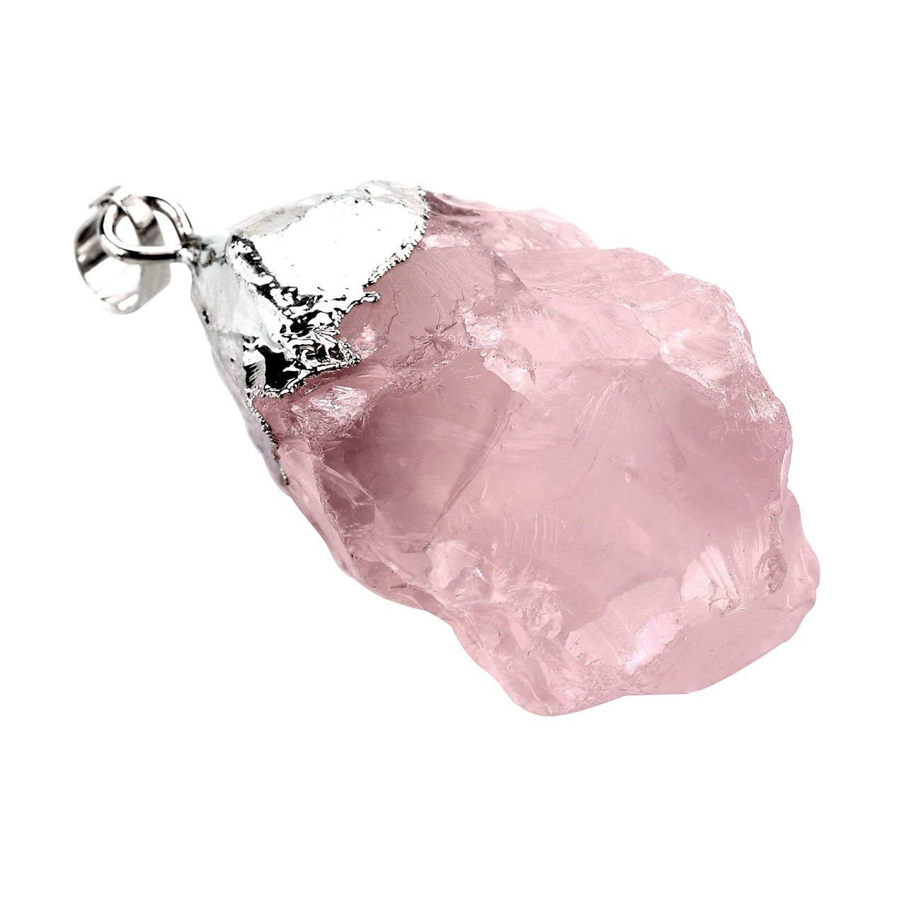 Top Plaza Reiki Healing Crystal Stone Pendant Necklace Irregular Natural Raw Rose Quartz Gemstone Necklaces for Womens