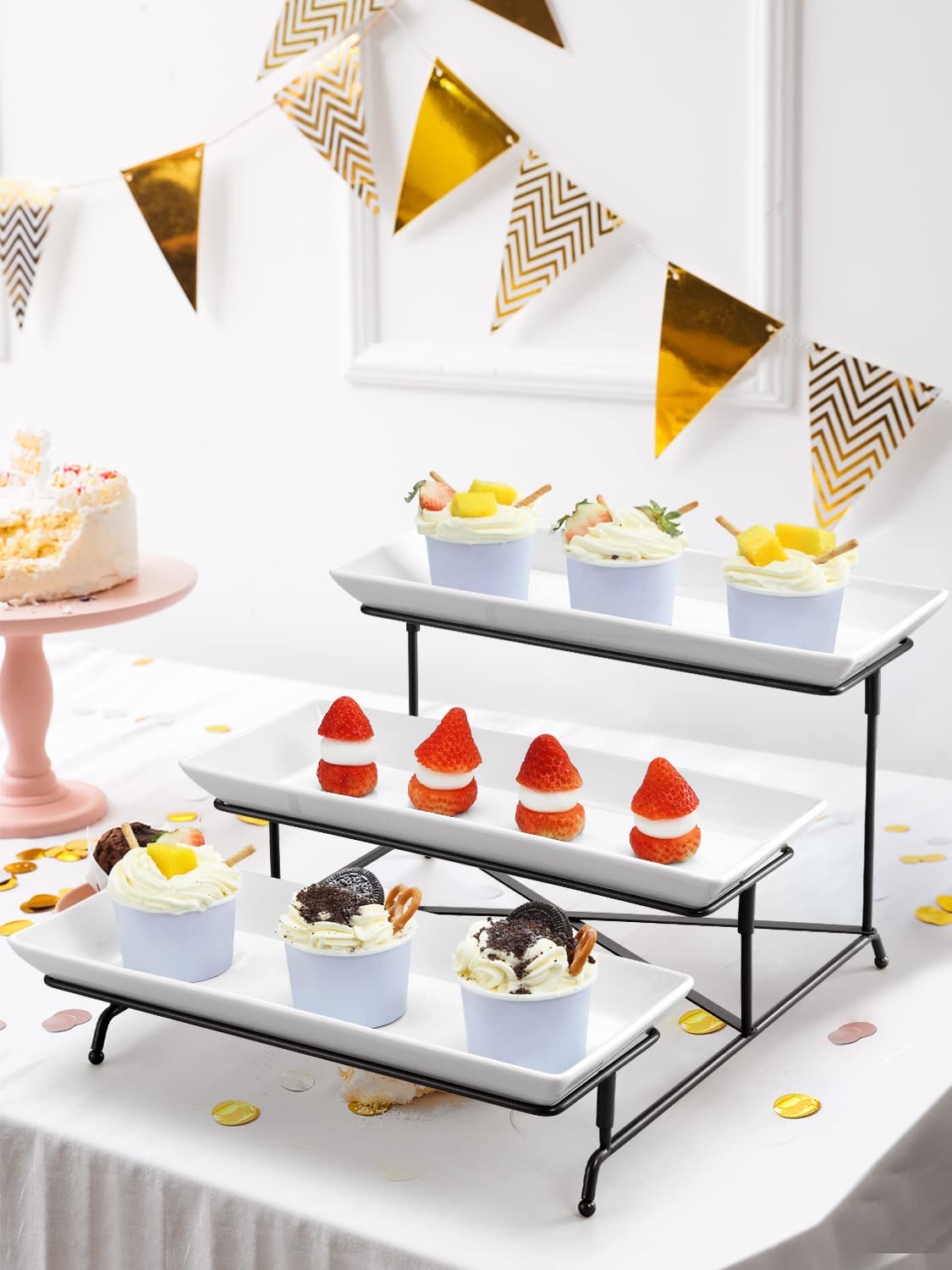 Yedio 12 Inch and 14 Inch 3 Tier Serving Tray