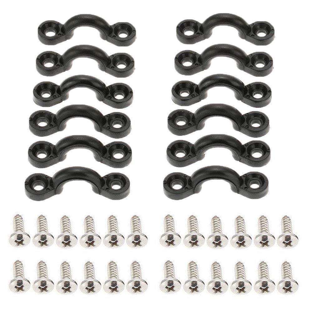 YiMusic 12 Pieces Nylon Kayak Deck Loops Pad Eyes with Screws Suit for Fixed Kayak Deck Lines Run Shock Cord Rigging