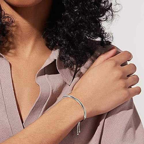 Silver Adjustable Slider Bracelets for Women Dainty Bar Friendship Bangle Bracelet Simple Fashion Jewelry, White Gold