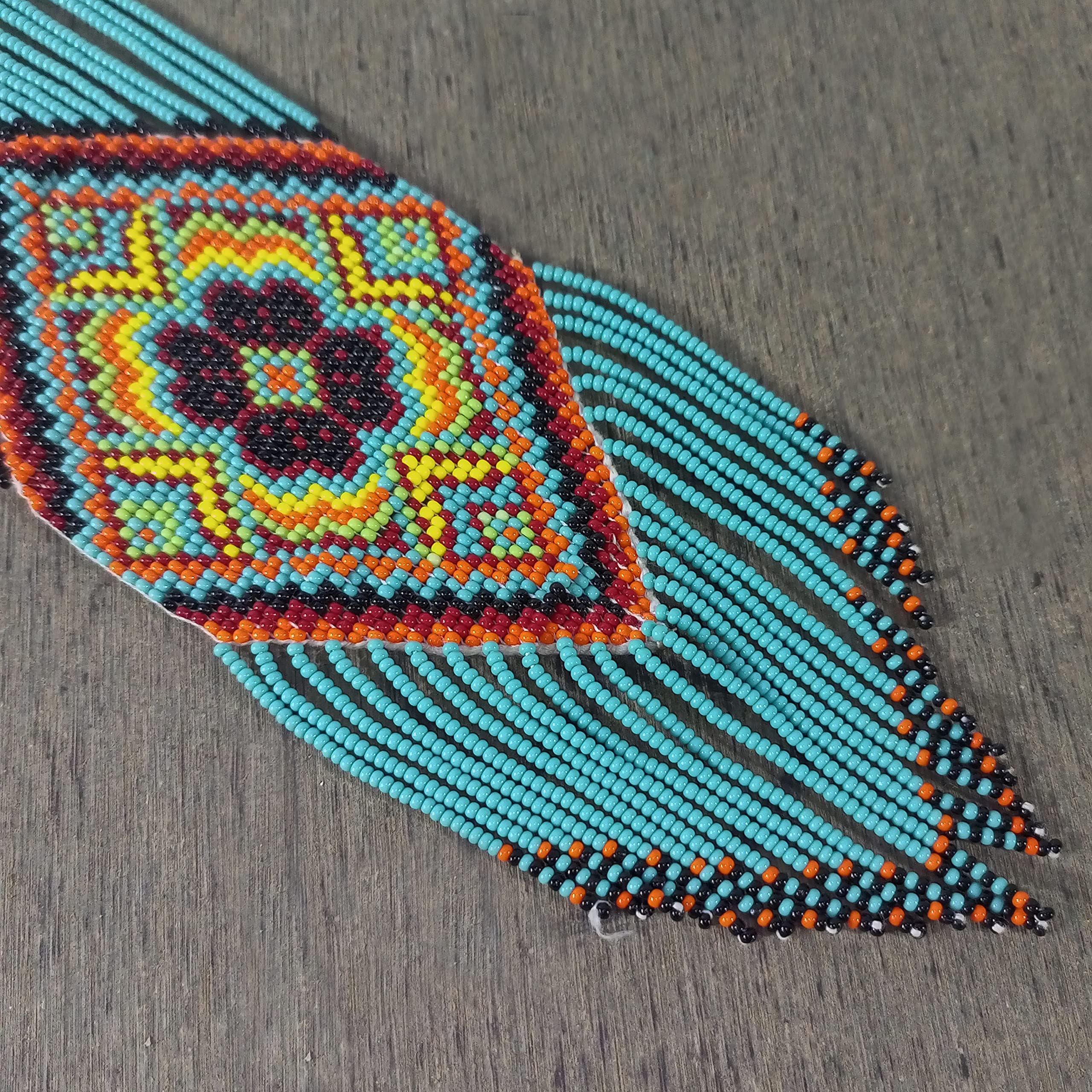 Weavish Native American Style beaded necklace for women Boho Statement Designer Jewelry Handmade Seed bead Long with earrings and Bracele (Turquoise)