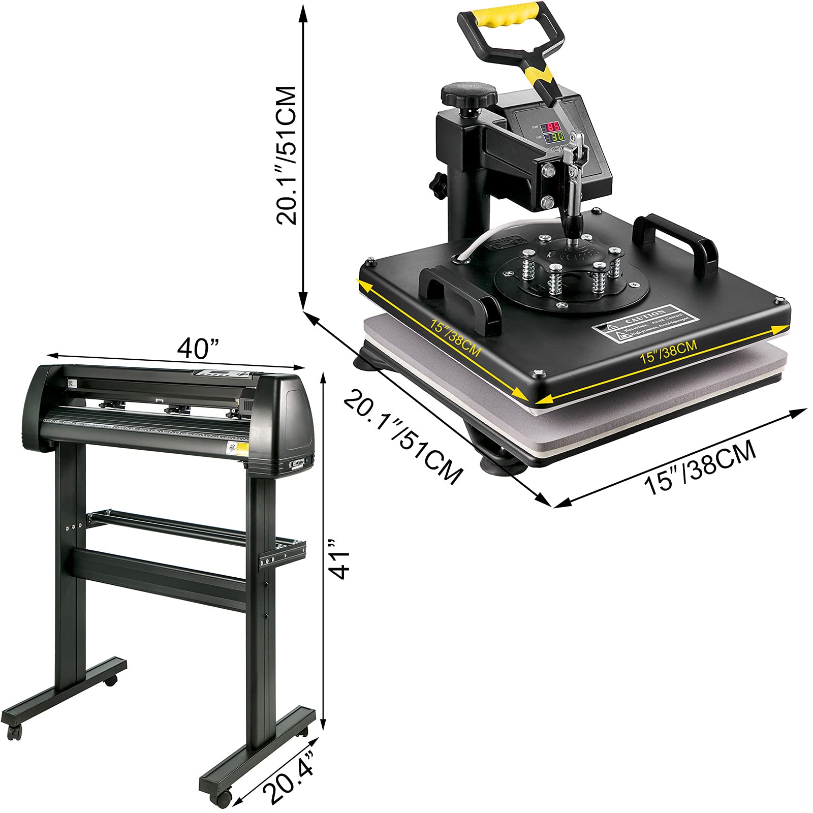 VEVOR Heat Press Machine 15x15 inch 6 in 1 T-Shirt Heat Press and Vinyl Cutter 34 inch Plotter Machine 870mm PC Only Paper Feed Vinyl Cutter Plotter
