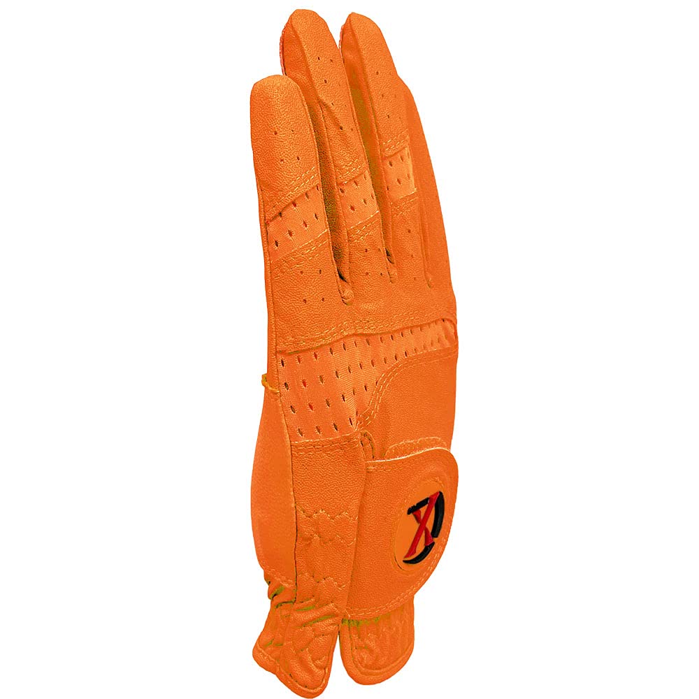 XEIRPRO Premium 4 Pack All Weather Golf Gloves for Men Worn On Right Hand for Left Handed Golfer- Comfort and Secure Fit Ultra Grip Leather Soft Flexibility (Small, Orange)