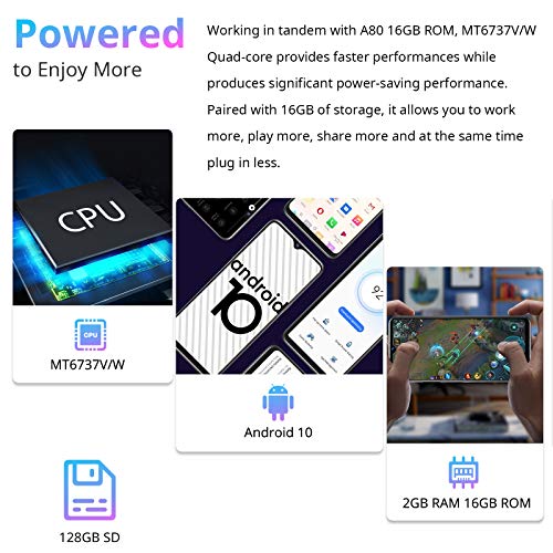 Unlocked Smartphones, Blackview A80, 4G Dual sim Unlocked Cell Phones, Bundle Android 10 OS 2GB+16GB ROM, 6.21" HD+, Fingerprint Face Detection, 4200mAh high Capacity Battery, at&t Phone on Cricket