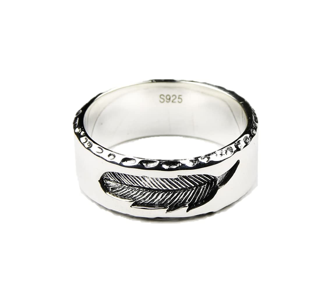 Silver Feather Ring Men Women Sterling Silver, native america indian jewelry, native american ring (8)