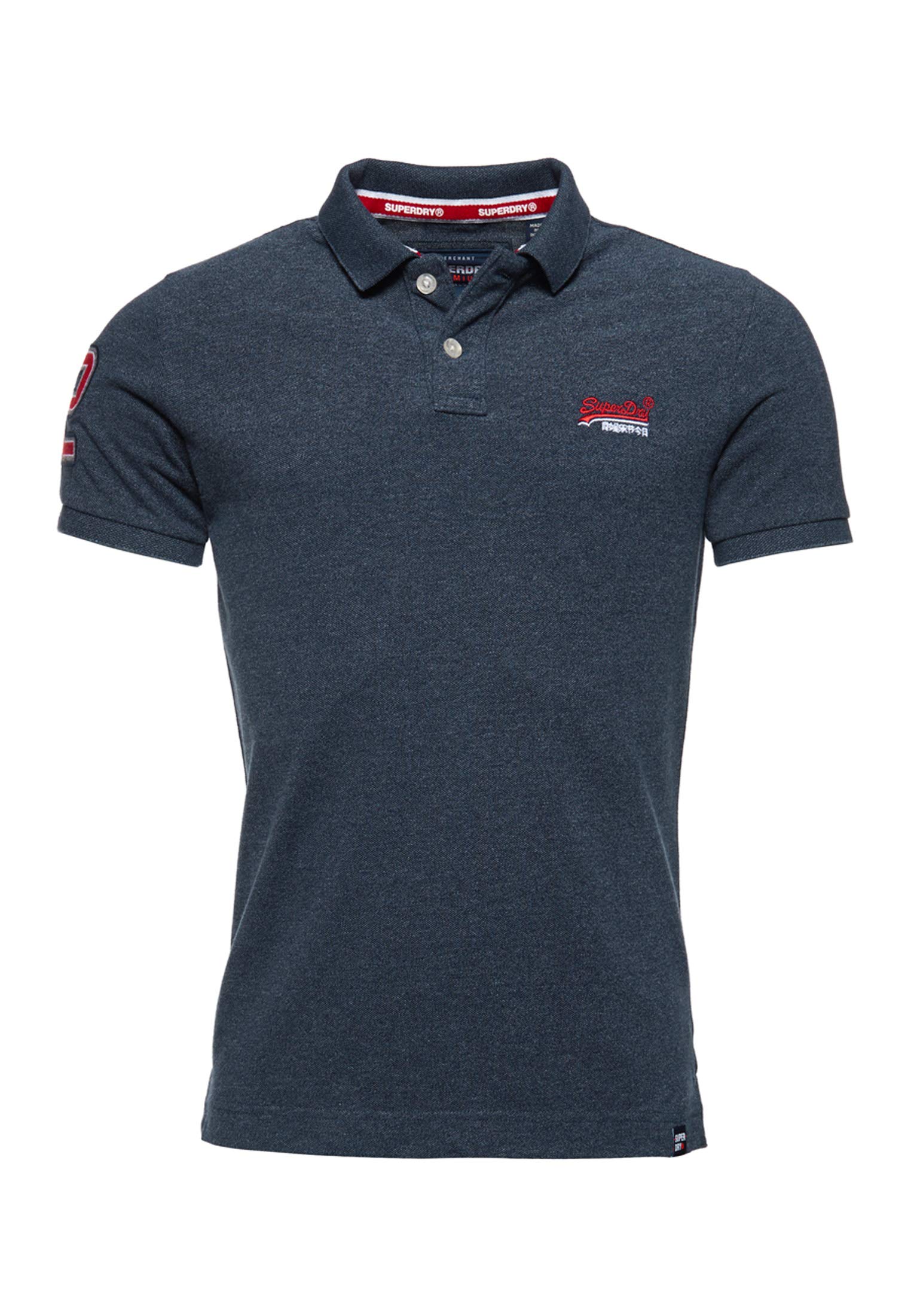 Superdry Mens Classic Pique Short Sleeve Polo Shirt Creek Navy Grindle Size XXL