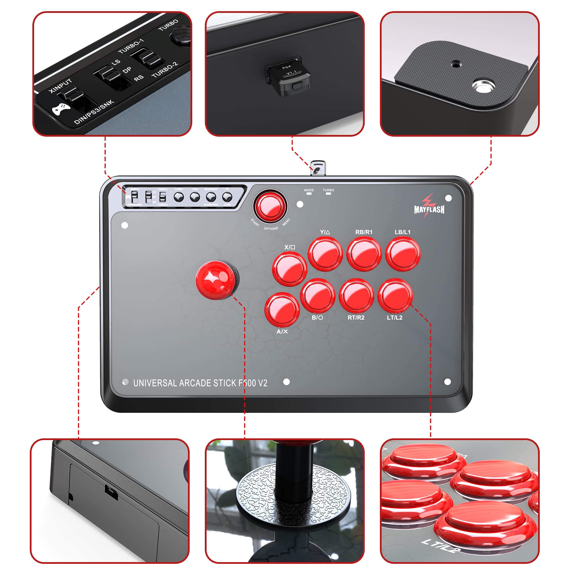 PS5 Fighting Stick PS5 Fightstick MAYFLASH F500 Arcade FightStick joystick and MAGICBOOTS Bundle for PS5 PS4 Compatible PS5, Xbox Series S/X, PS4,PS3, Xbox One, Xbox 360, PC, Switch
