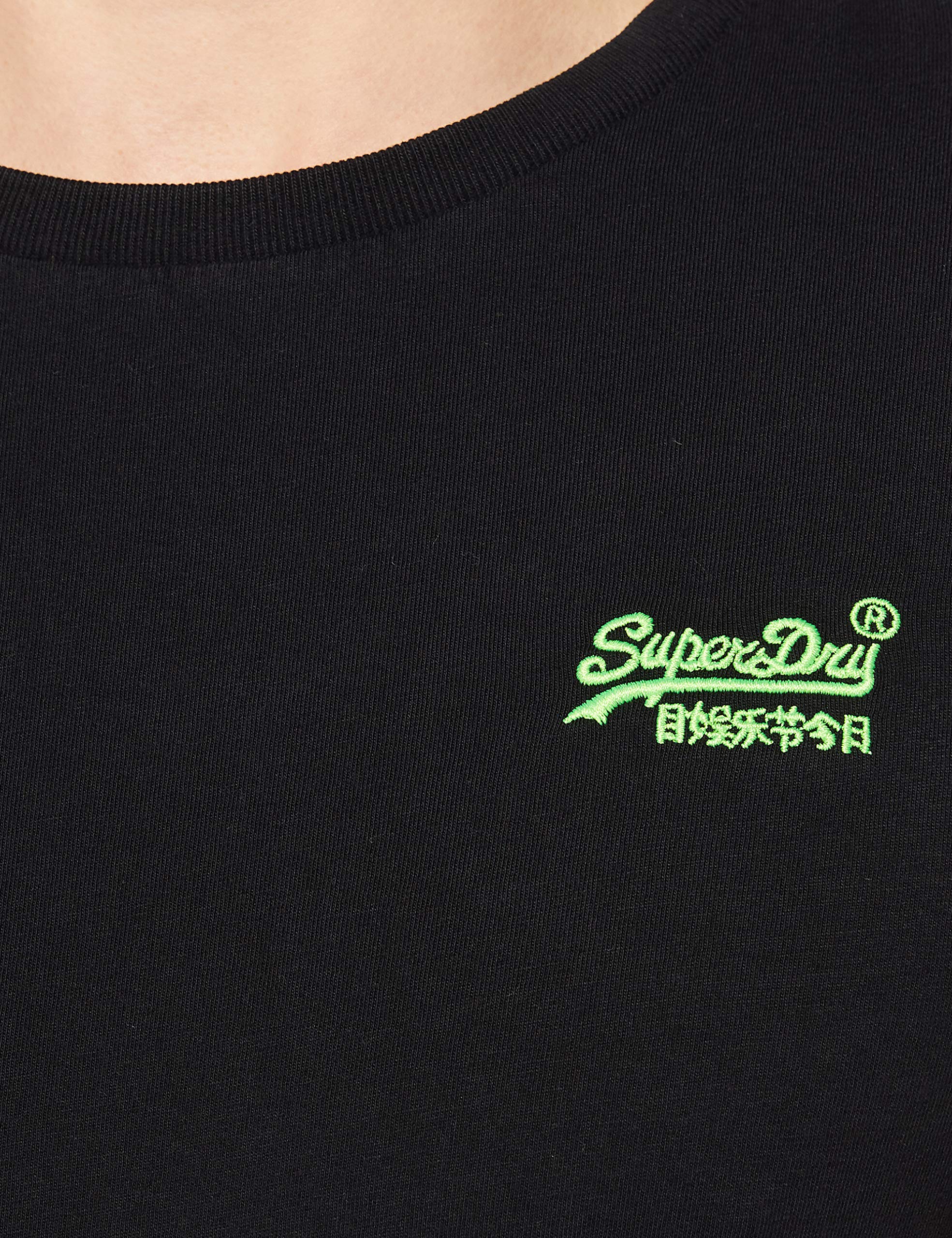 Superdry Mens Organic Cotton Neon Lite T-Shirt, Slim Fit, Short Sleeves Black Size M