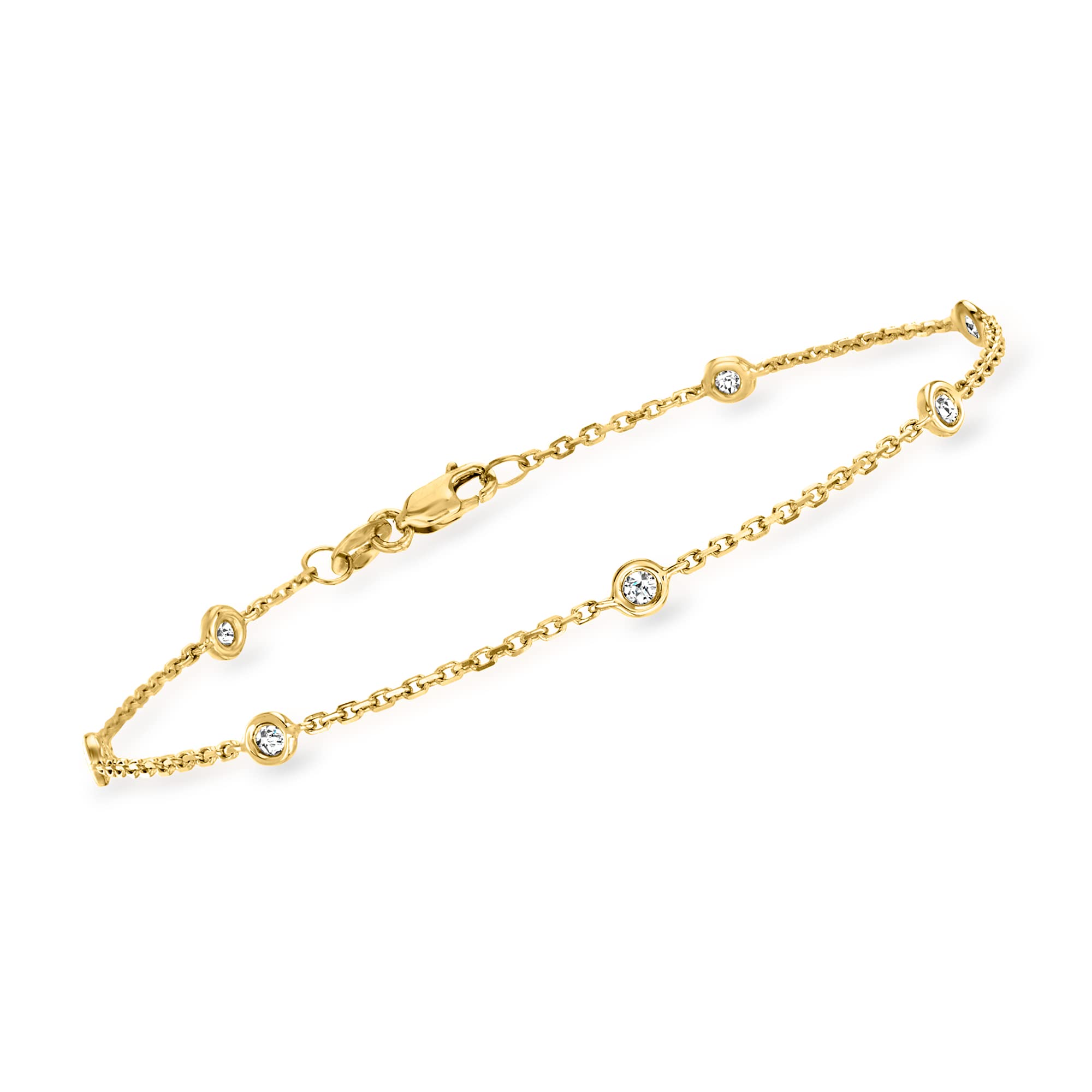 RS Pure by Ross-Simons 0.20 ct. t.w. Diamond Station Bracelet in 14kt Gold