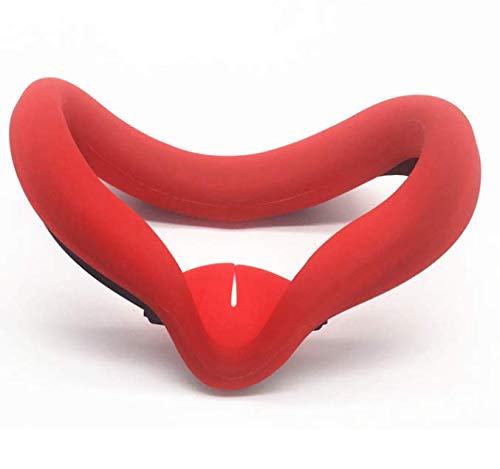VR Face Silicone Cover Compatible with Oculus Quest 2 Eye Pad, Face Cushion Cover Sweat Proof VR Eyewear VR Facial Interface Bracket Compatible(Black+Red+Blue)