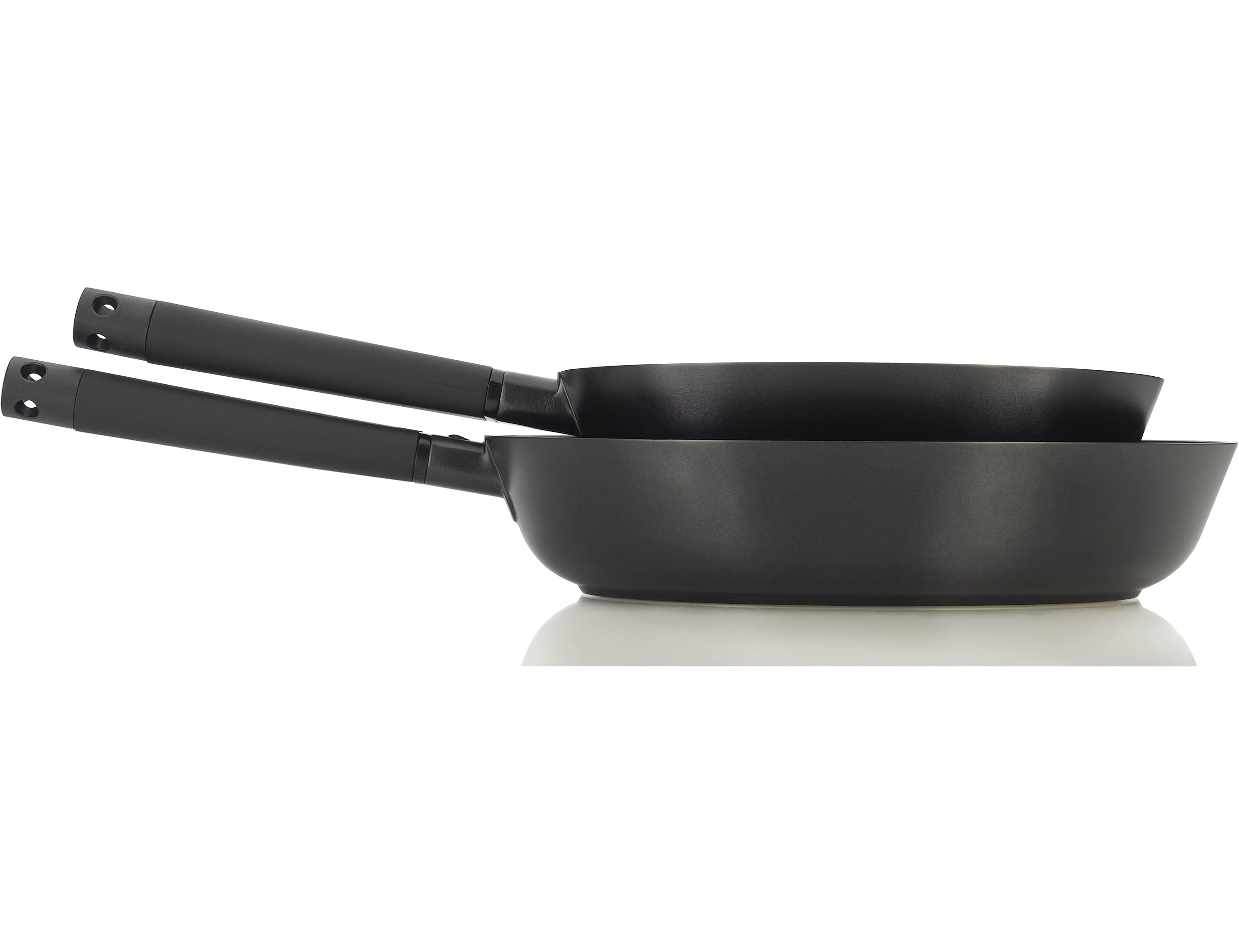 ZAVOR Noir 10 & 12 Inch Skillet Set - Premium Cast Aluminum with Titanium-based Nonstick Ceramic Coating & Removable Handles - Ultra Lightweight - Oven & Induction Ready | Noir Collection