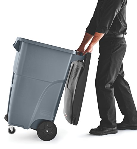 Rubbermaid Commercial Products-1971962 BRUTE Rollout Step On Trash/Garbage Can with Casters - 50 Gallon - Gray