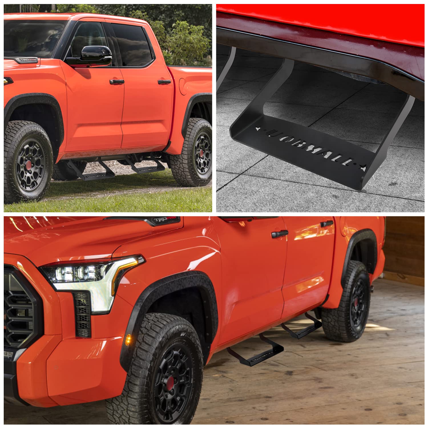 UOBMALL Universal Pickup Side Steps Heavy Duty Steel Side Hoop Step Set 2 Pieces for Various Trucks from Chevy, Ford, Toyota, GMC, Dodge RAM and Jeep (Black)