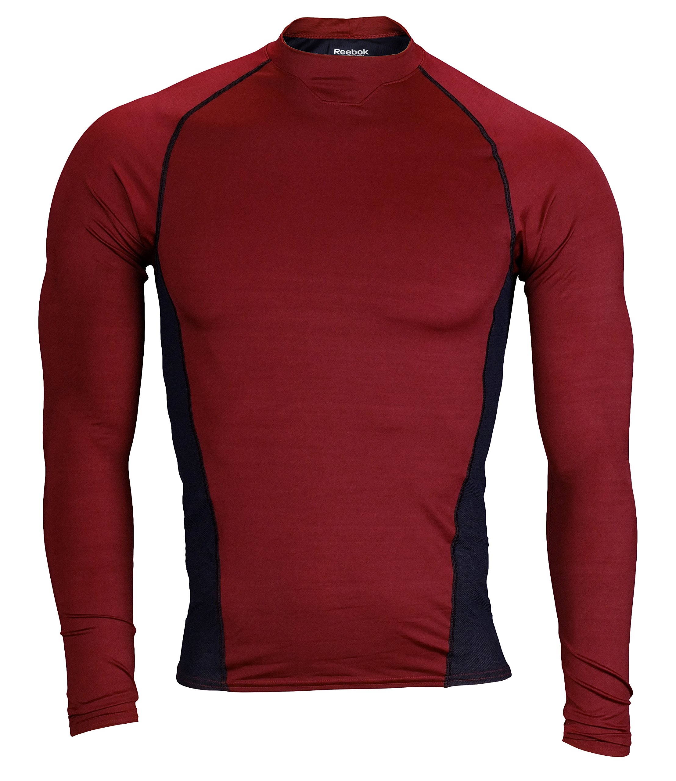 Reebok PlayDry Men's Long Sleeve Athletic Shirt (3X-Large, Maroon/Black)