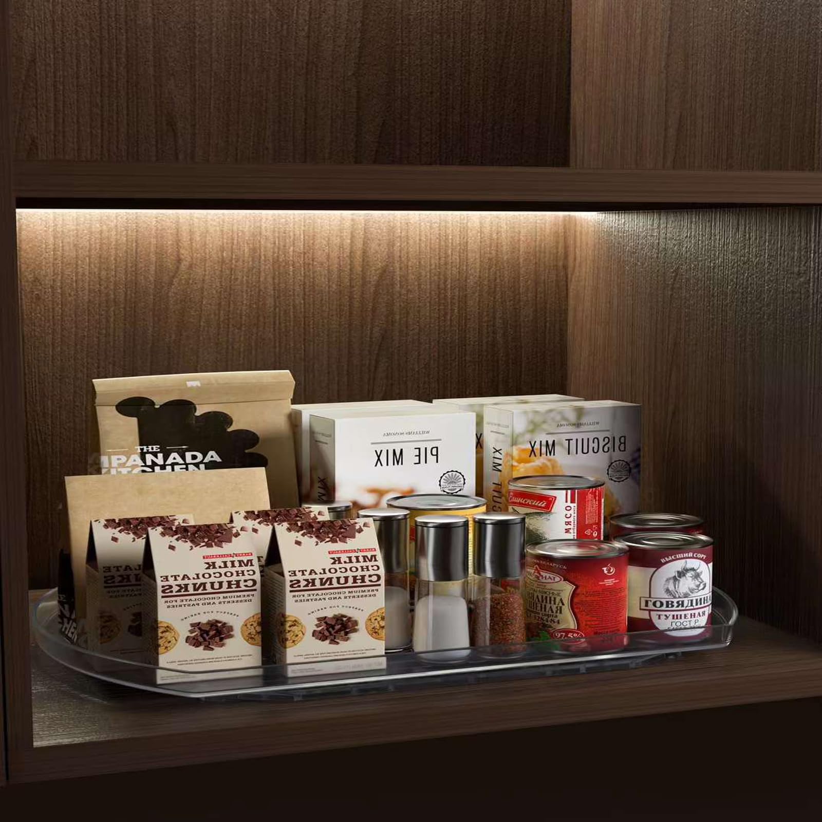 Square Lazy Susan Organizer for Refrigerator, Lazy Susan Turntable Organizer for Refrigerator, Countertop Condiment Storage Rack for Kitchen, Pantry, Cabinet, Dining Table