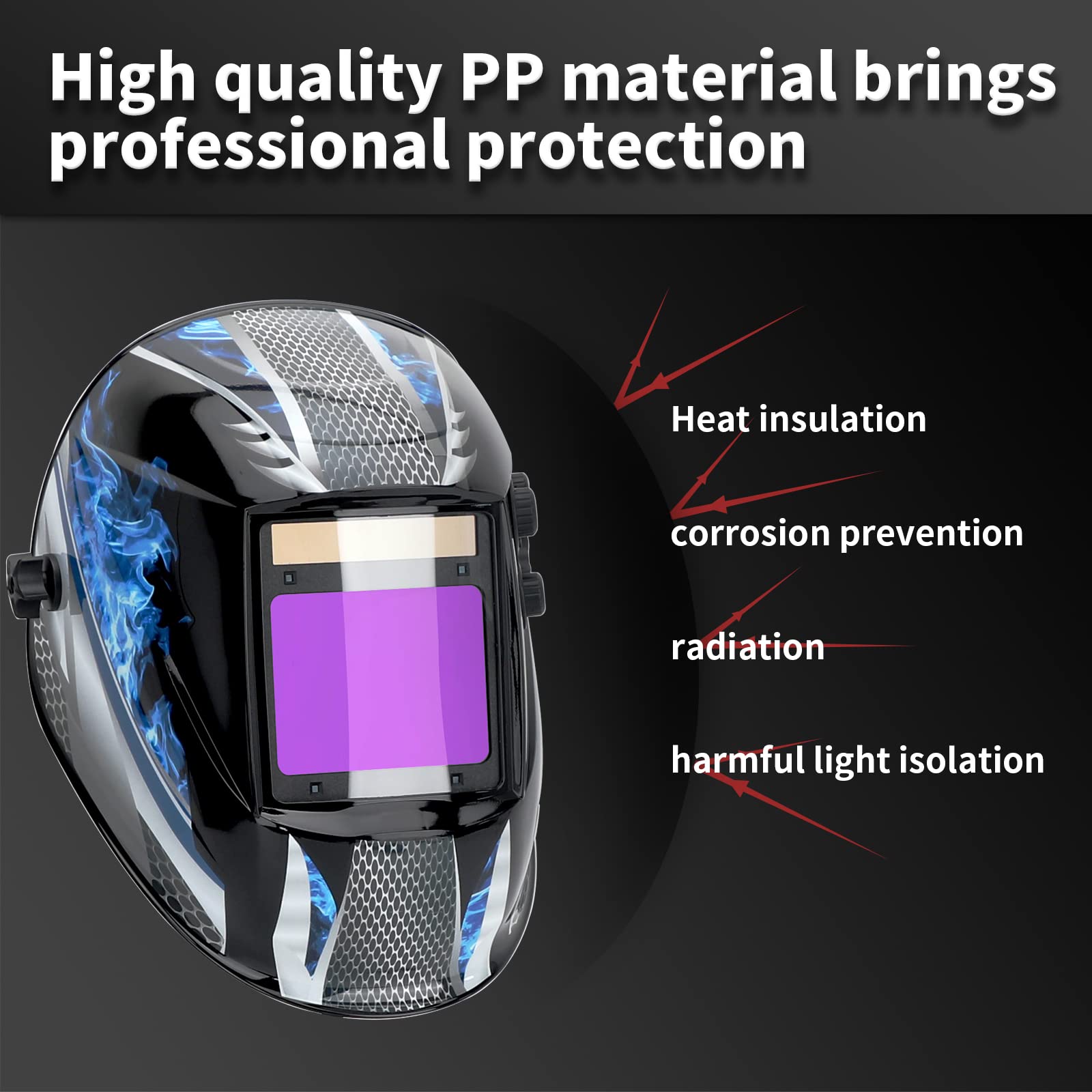 Welding Helmet, True Color Auto Darkening Welding Helmet, Large Viewing Screen Welding Mask for TIG MIG ARC, Solar Powered Welding Hood, 4 Arc Sensor Welder Helmet Wide Shade 4/5-9/9-13 (Blue)
