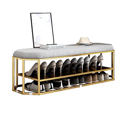 PONNYC Classic Home Shoe Rack Bench Double-Layer Shoe Changing Stool Entrance Shoe Cabinet Suitable for Living Room Entrance Corner Corridor