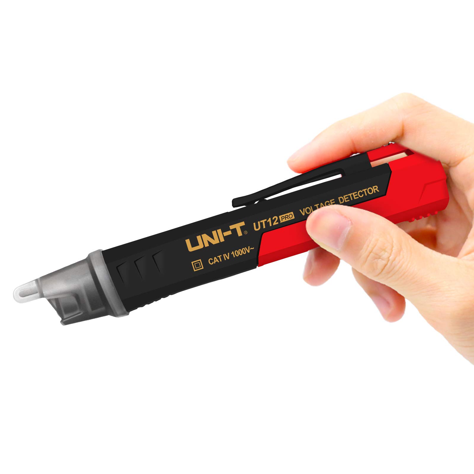 UNI-T UT12Pro Voltage Tester Pen Non-Contact AC Voltage Detector, Dual Range 12V-1000V/90V-1000V Live/Null Wire Judgment Light Buzzer LED Alarm Low Battery Indicator Auto Shutdown, 1 Pack