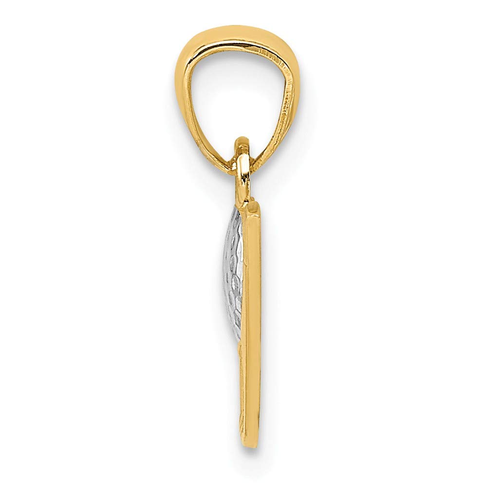 Solid 14k Yellow Gold Two Toned Golf Pendant Charm - 16mm x 12mm