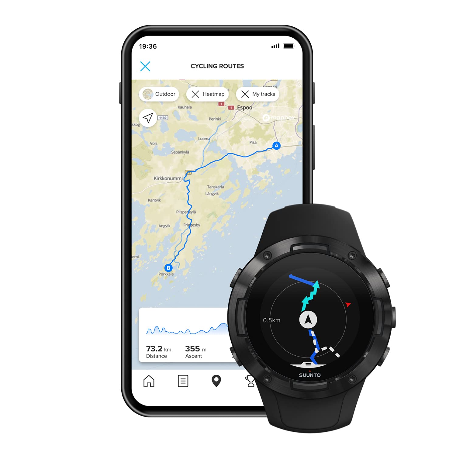Suunto 5 Lightweight and Compact GPS Sports Watch with 24/7 Activity Tracking and Wrist-Based Heart Rate, All Black, One Size, Strap