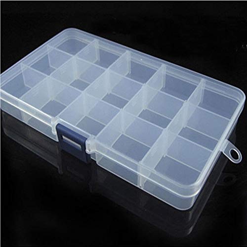 YOBAIH Fishing Tackle Box 15 Compartments Storage Case Box Plastic Fishing Lure Spoon Hook Bait Tackle Box Small Accessory Box Square Fishhook Box