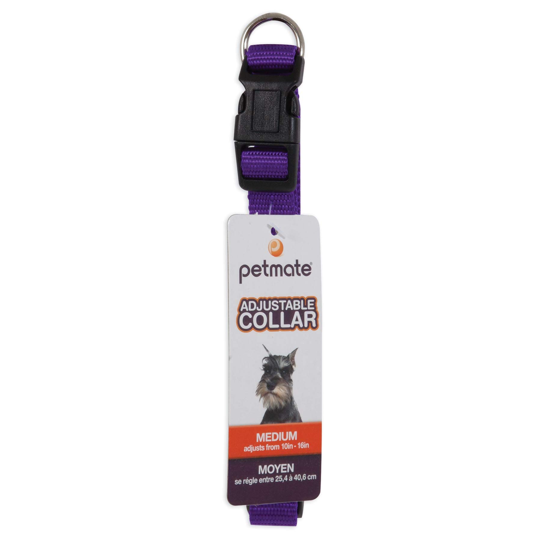 Petmate Adjustable Pet Collar, Purple, Adjusts from 10 Inches to 16 Inches Long