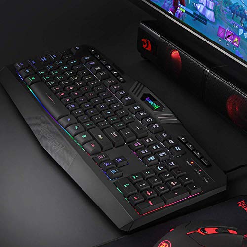 Redragon K503 PC Gaming Keyboard, RGB LED Backlit, Wired, Multimedia Keys, Silent USB Keyboard with Wrist Rest for Windows PC Games (Black)