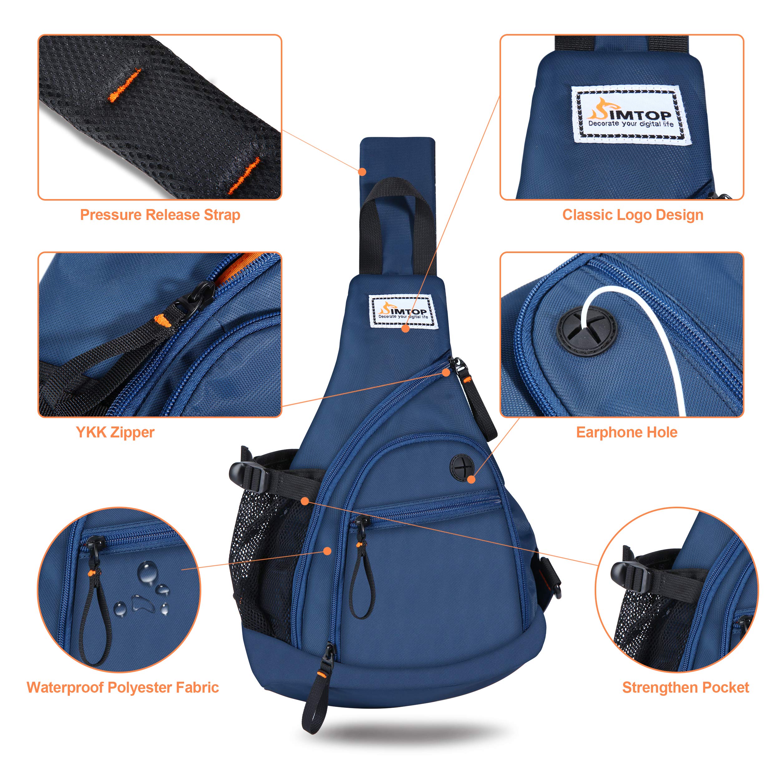 SIMTOP Sling Backpack Sling Bag Crossbody Daypack Casual Backpack Chest Bag Rucksack Crossbody Sling Backpack Sling Bag