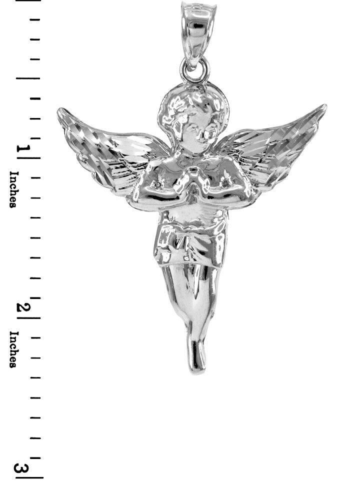 Religious Jewelry High Polish 925 Sterling Silver Angel Pendant (Large)