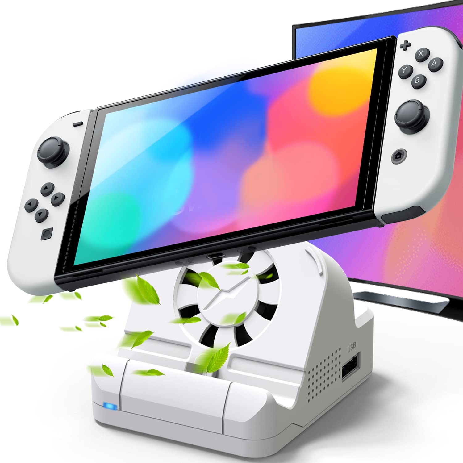 YEZRO Switch Dock for Nintendo Switch & OLED Model - Switch Docking Station Replacement Compatible with Nintendo Switch Dock - Compact Switch to HDMI Adapter with 3 USB Ports and Cooling Fan
