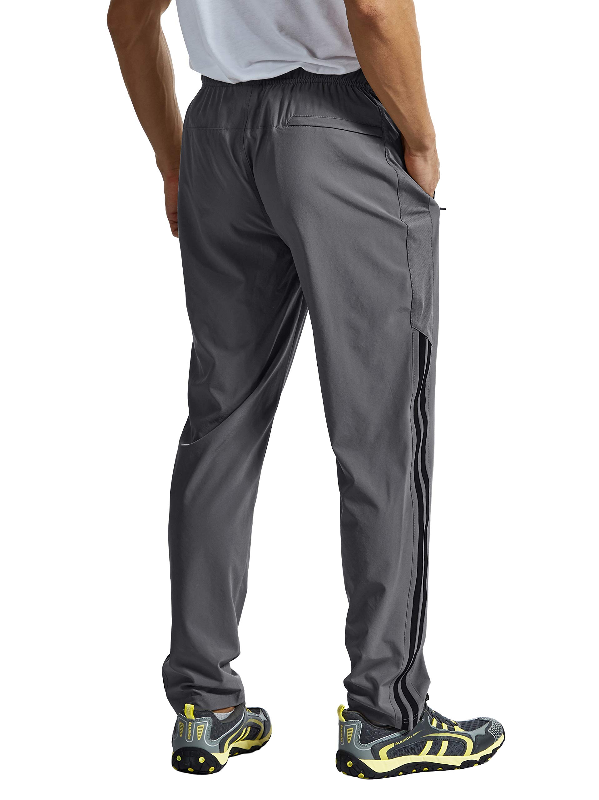 TBMPOY Men's Outdoor Hiking Pants Quick Dry Lightweight Mountain Running Active Jogger Pants Zipper Pockets Dark Gray XL