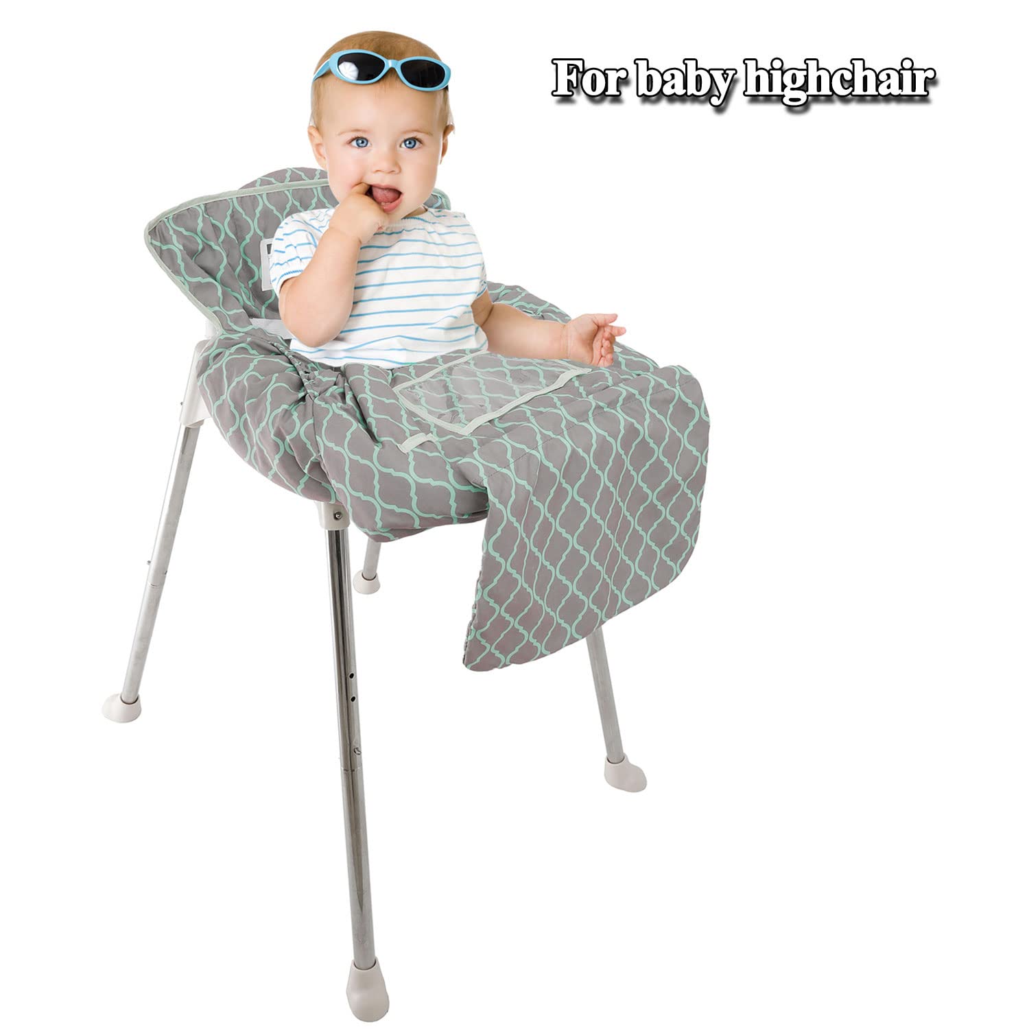 Soft Backrest Attached 2-in-1 Shopping Cart and High Chair Covers for Baby~Fold'n Roll Style~Portable with Free Carry Bag