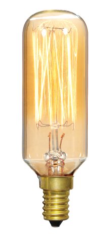 Satco S2420 40 Watt 20 Lumens T9 Incandescent Candelabra Base Soft White 2700K Vintage Cage Gold Coil Design Light Bulb, Dimmable