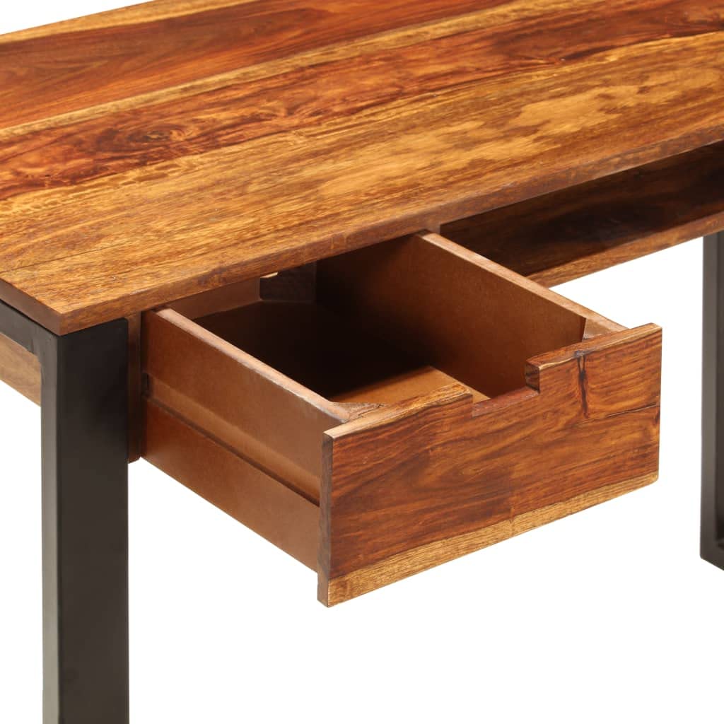 Retro Wooden Desk Computer Desk, with 2 Drawers and Keyboard Shelf, Durable Standing Desk Gaming Desk, Console Table Side Table Home Office Desk Writing Table, 43.3" x 21.7" x 30.7", Brown