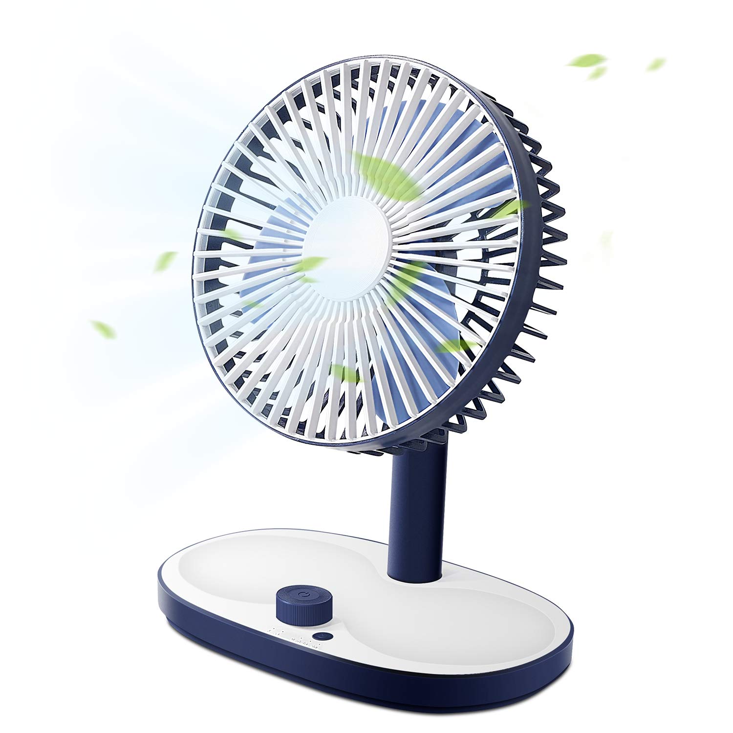 SmartDevil 6.5“ Small Desktop Fan, Personal Desk Fan With Storage Function, 2600mAh Battery Operated Table fan, Smart Timing Function, Stepless Speed Regulation, for Home, Office, Bedroom, Blue