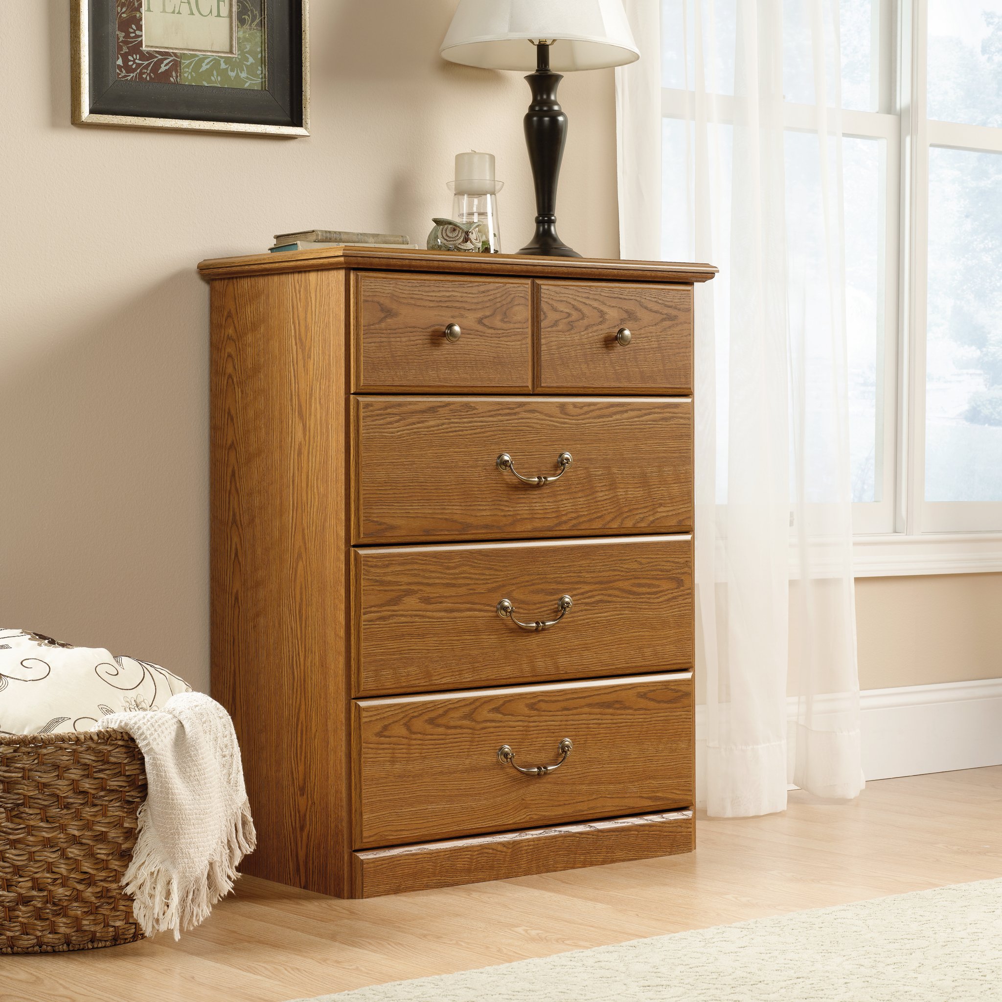 Sauder Orchard Hills 4-Drawer Chest, Carolina Oak finish